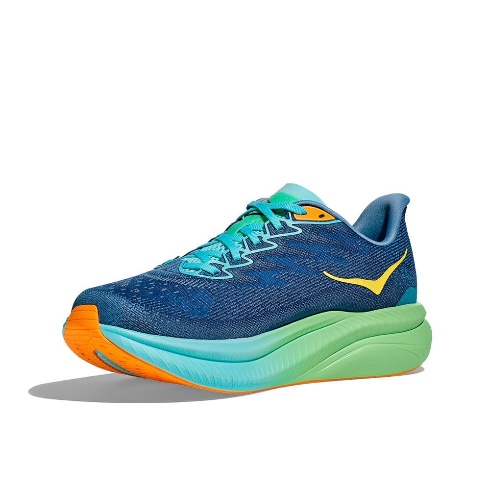 Tênis Masculino Hoka Mach 6 Azul E Verde Tfmal Trackandfield
